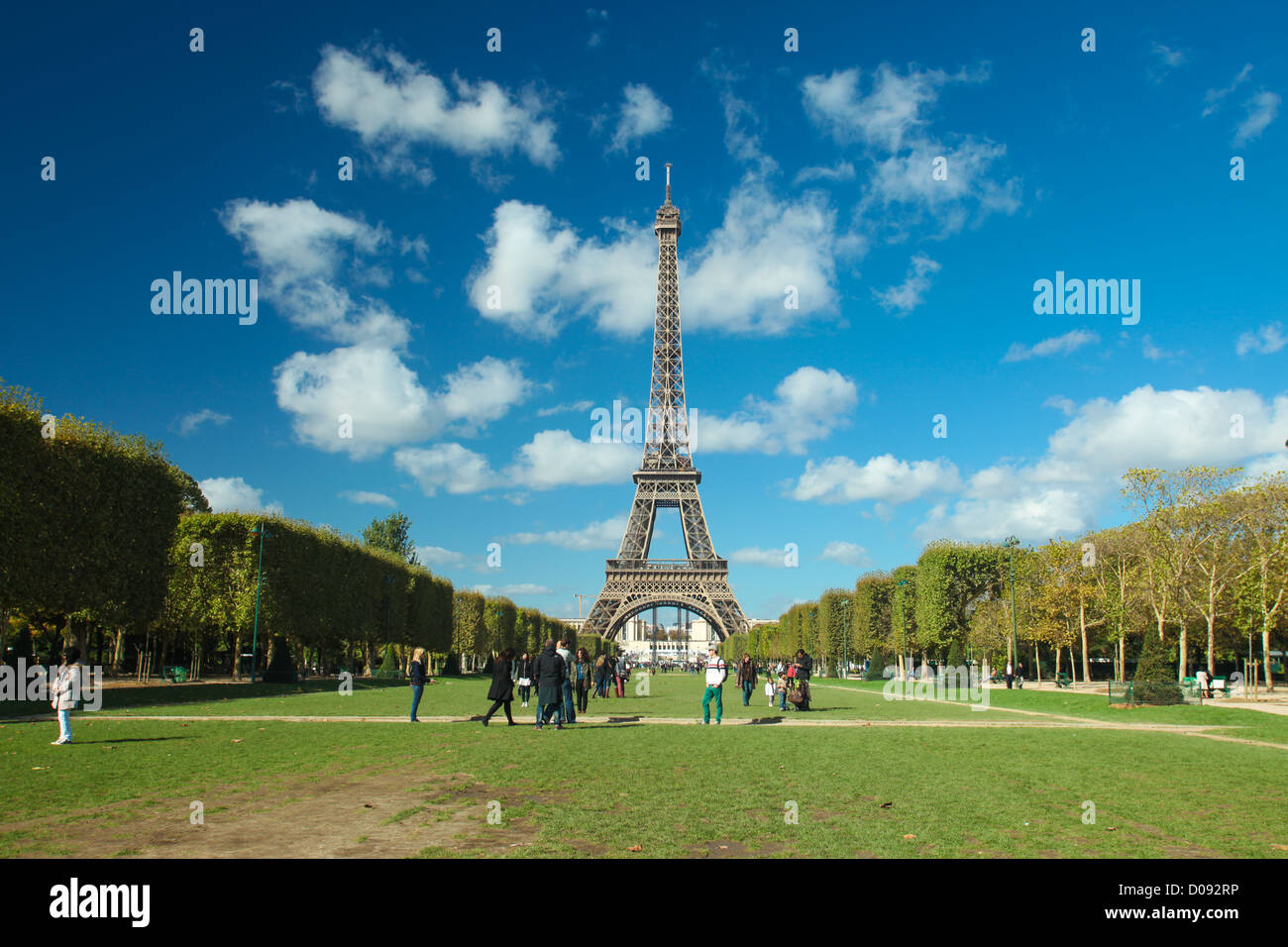 PARIS - OCTOBER 12. Tourists at the eiffel tower on October 12, 2012 in ...