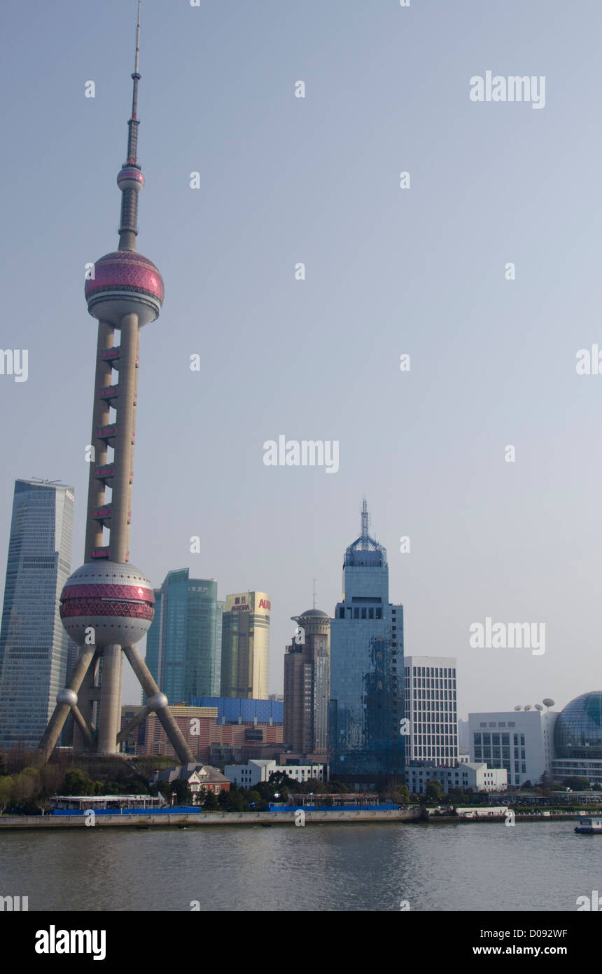 China, Shanghai. View from The Bund of the modern Pudong area (aka New ...