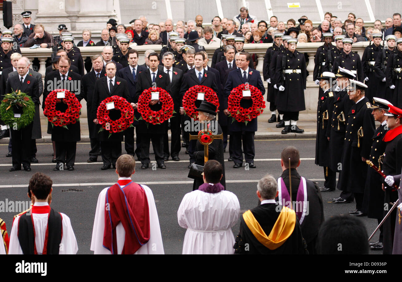 Queen Elizabeth II Remembrance Sunday service at the Cetaph London ...