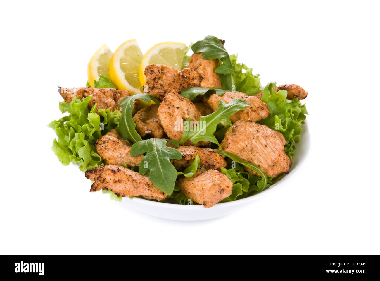 Fresh chicken salad isolated on white background Stock Photo - Alamy