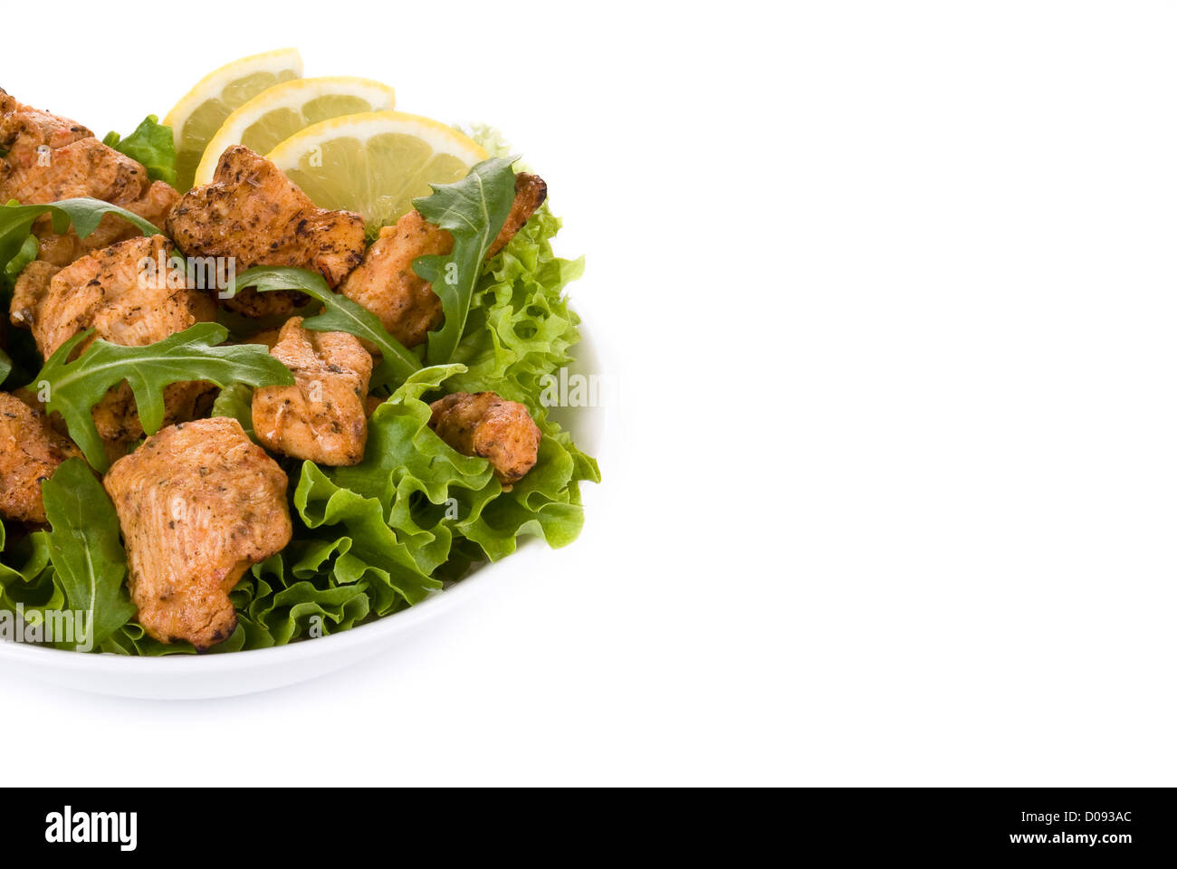 Fresh chicken salad isolated on white background Stock Photo - Alamy