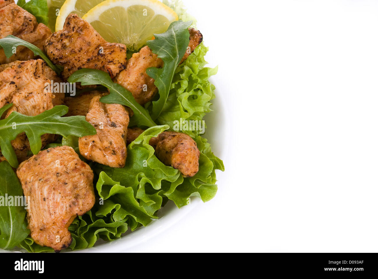 Fresh chicken salad isolated on white background Stock Photo - Alamy