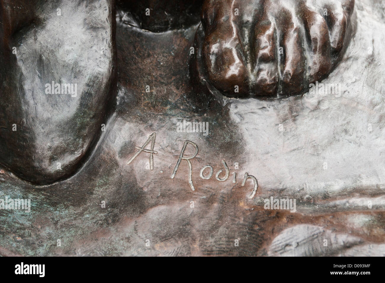Auguste Rodin name on original bronze sculpture Stock Photo - Alamy
