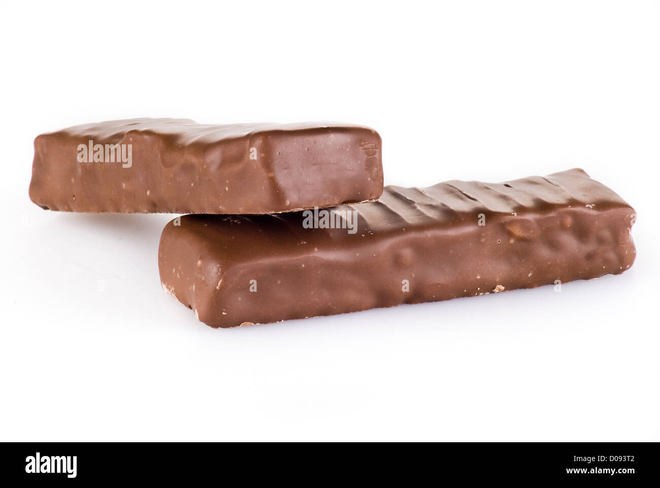 Two chocolate bars isolated over white background Stock Photo - Alamy