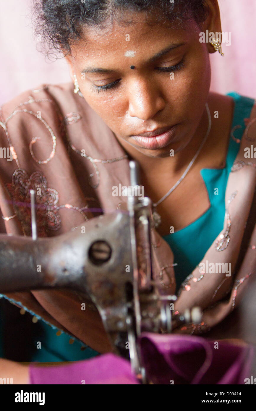 INDIAN DRESSMAKER SEWING WORKSHOP IN PARAVUR KERALA SOUTHERN INDIA ASIA ...