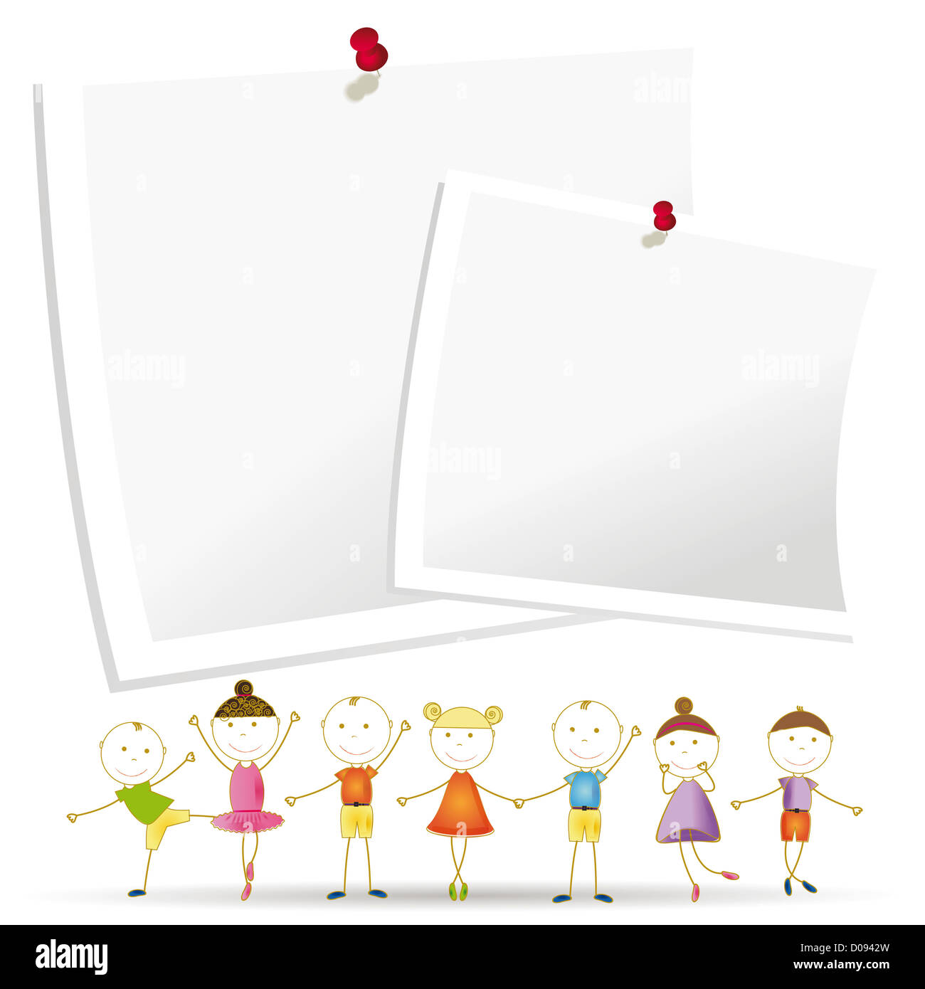 Happy and cute kids with sheets of paper Stock Photo - Alamy