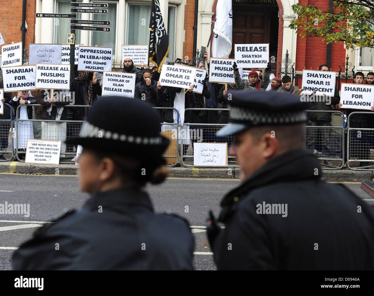 Protesters gather near the Lebanese Embassy in London to protest ...