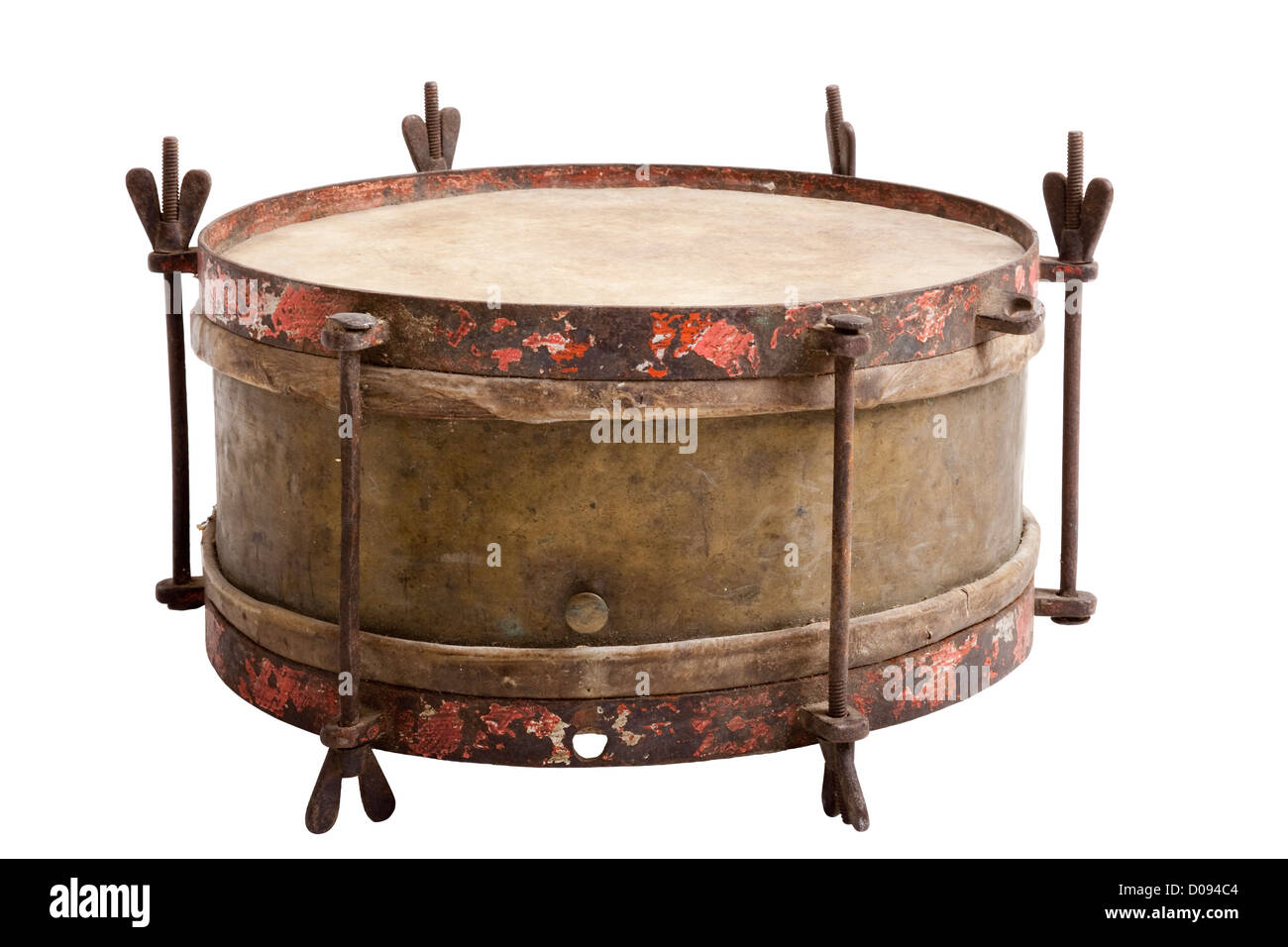 Old snare drum isolated on white background with clipping path Stock ...