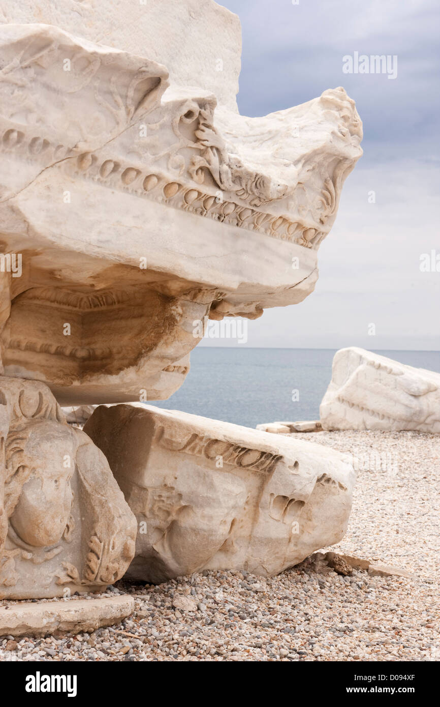 The ruins of Apollo temple in Side, Turkey. Detail Stock Photo - Alamy