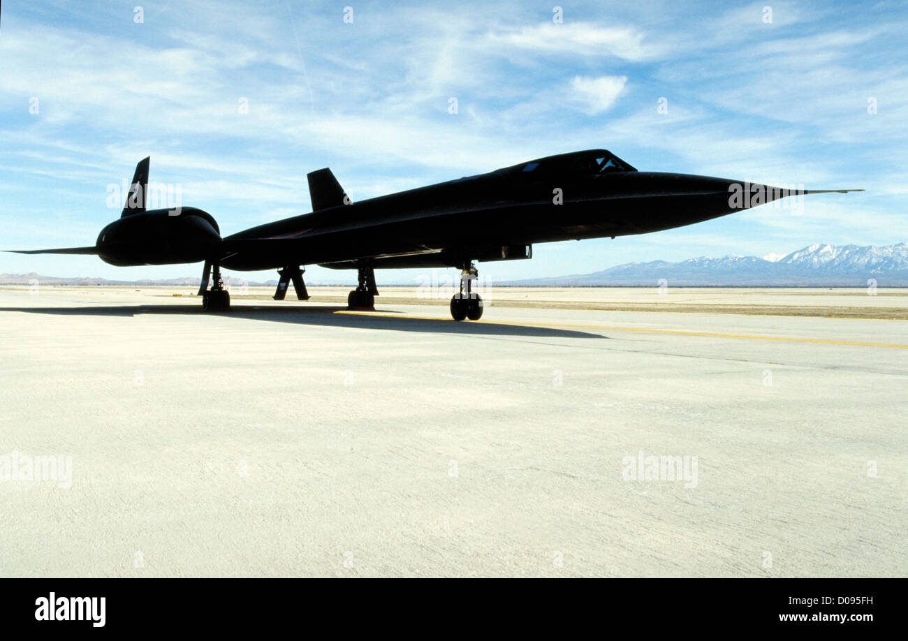 The Lockheed Martin SR-71 Blackbird is shown on the runway, preparing ...
