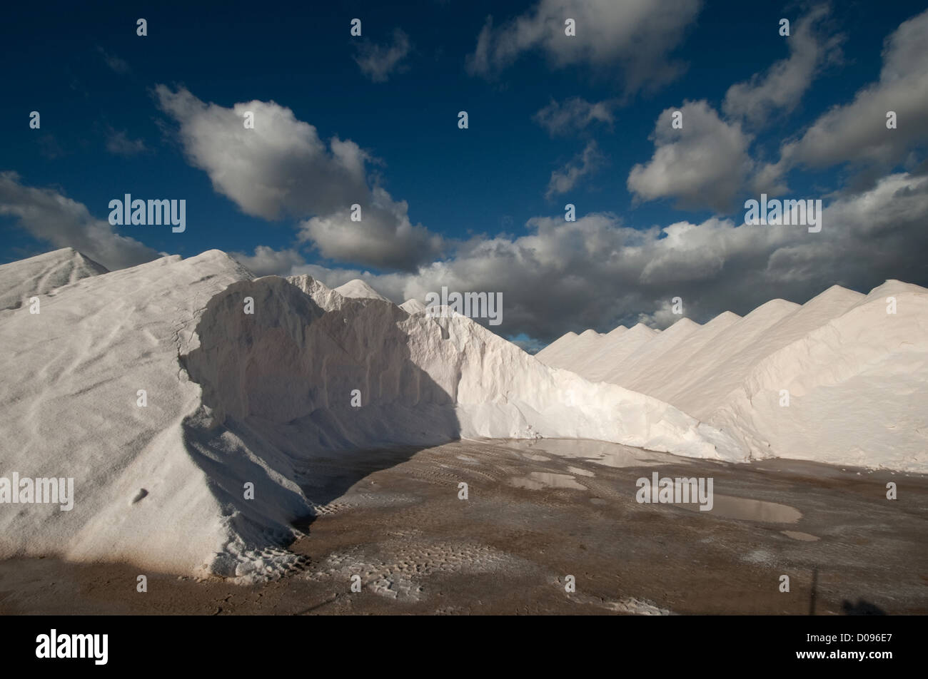 Sea salt in the Salines de Levante near Es Trenc, Majorca, Balearic ...