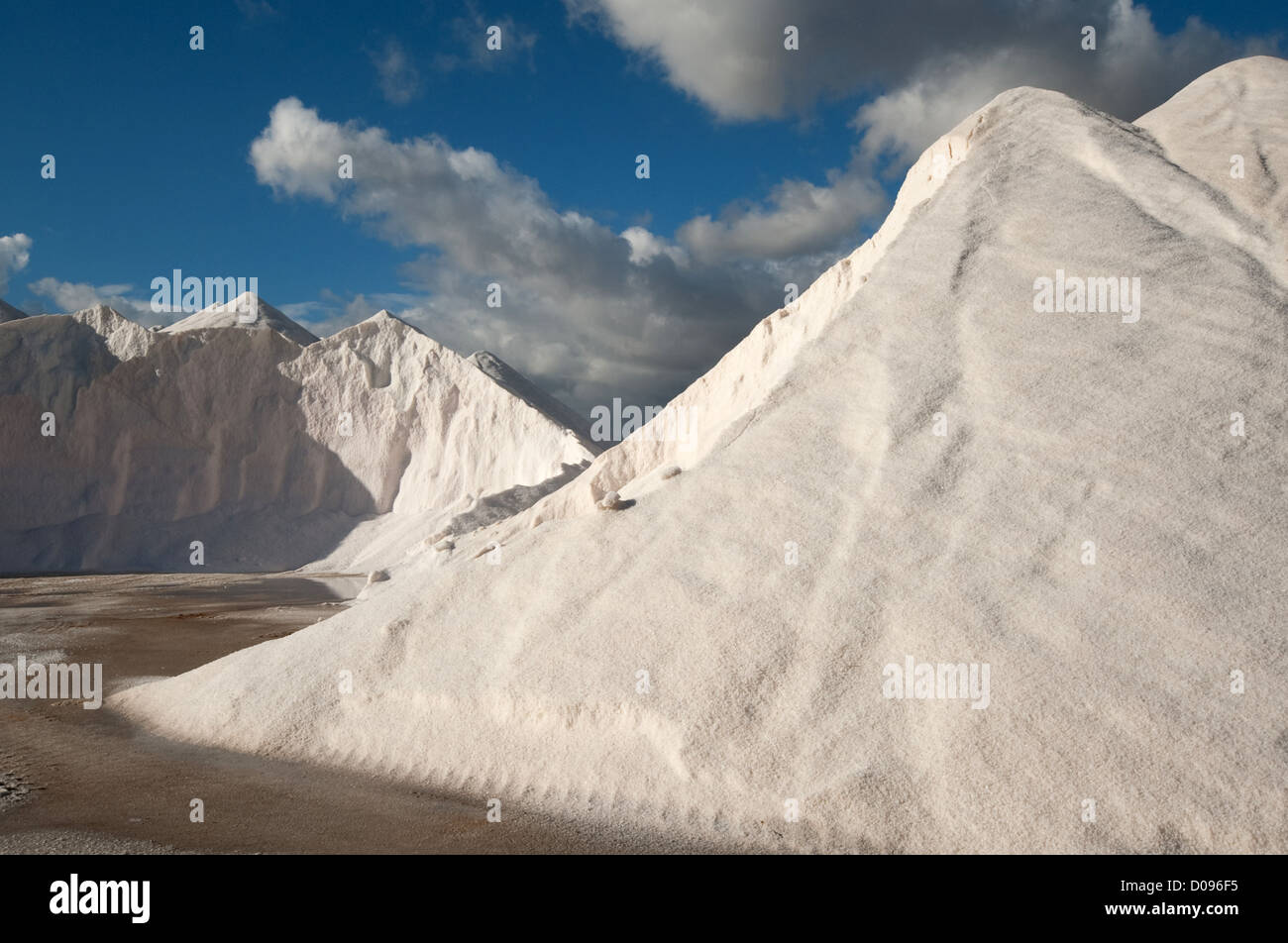 Sea salt in the Salines de Levante near Es Trenc, Majorca, Balearic ...