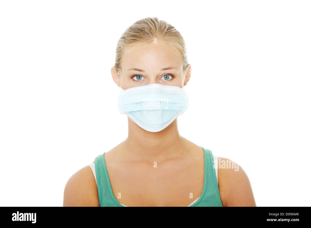 Pretty caucasian woman wearing a face mask to protect from viruses ...