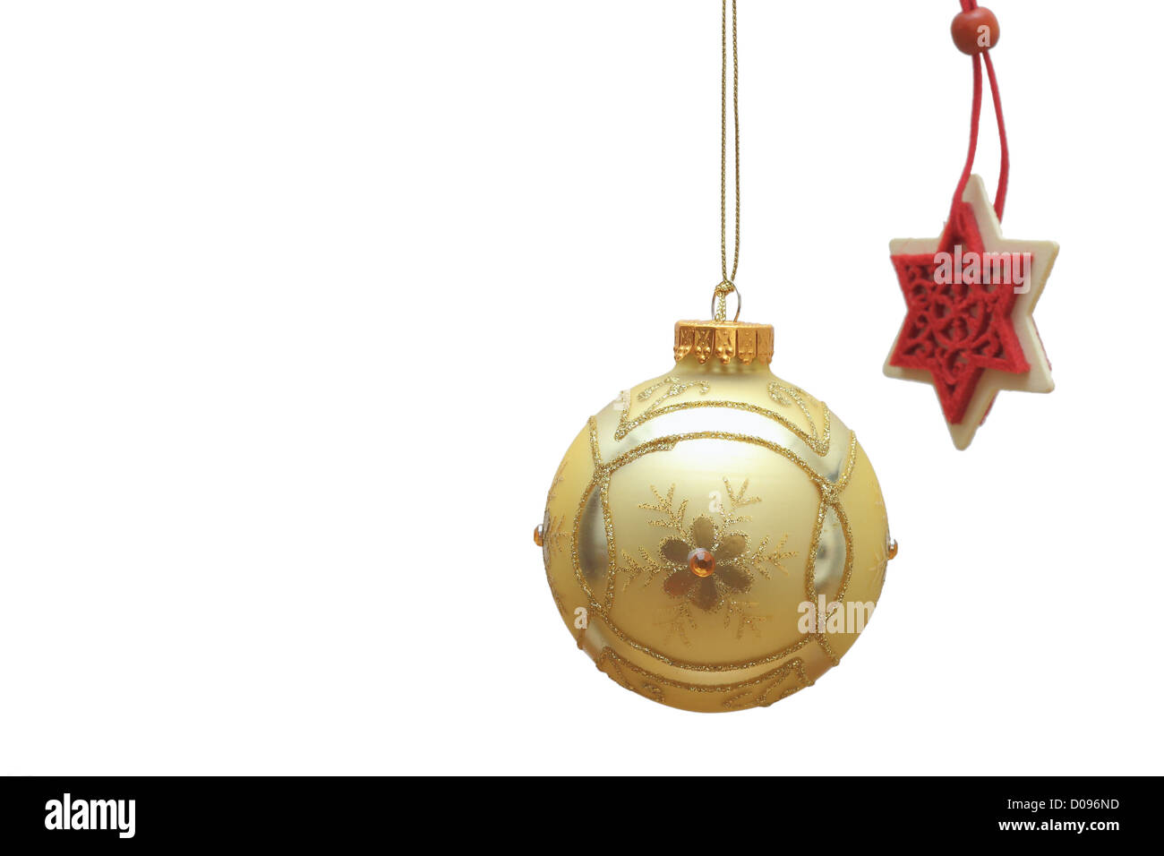 very old yellow christmas bauble isolated over white background Stock ...