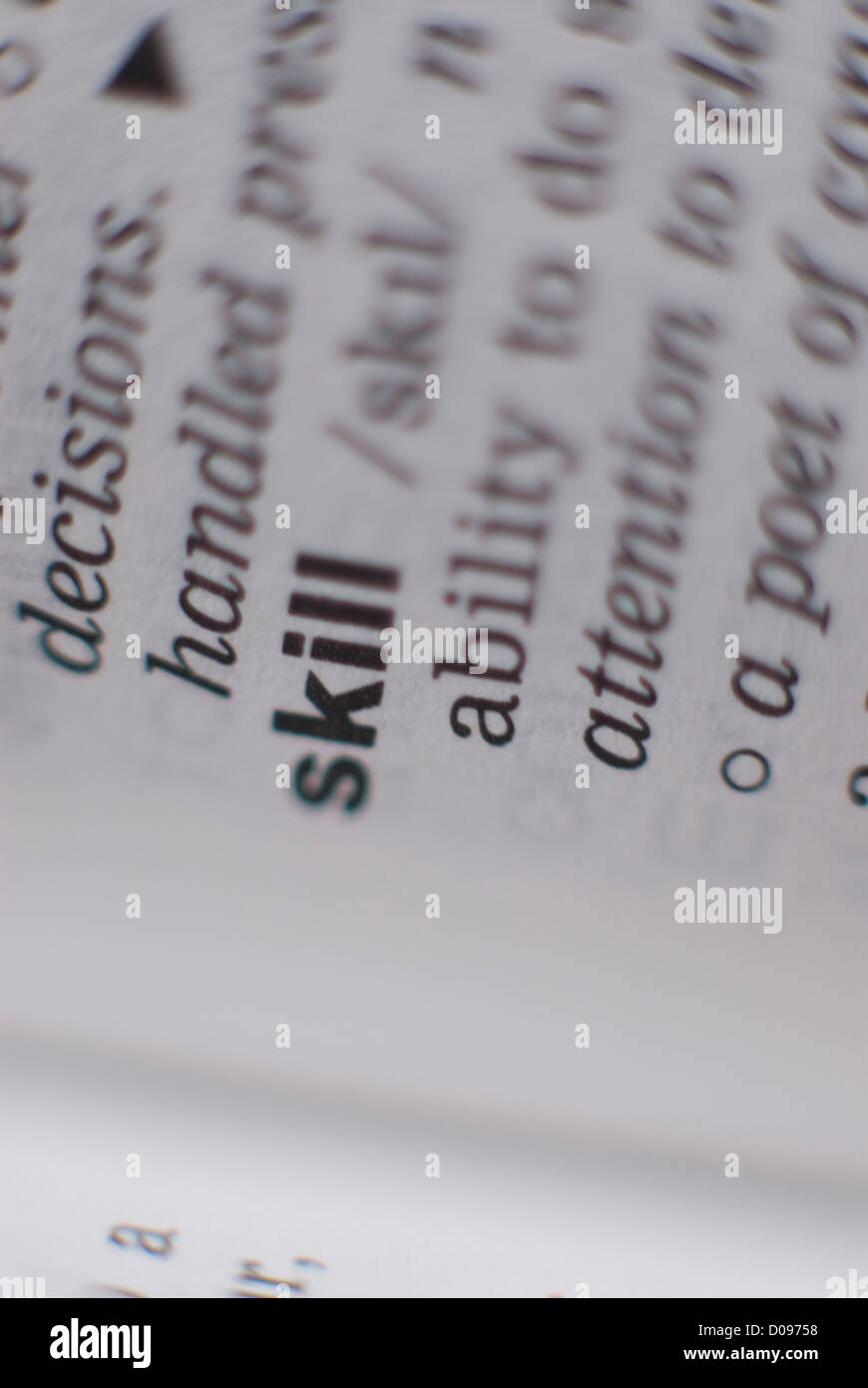 close up photograph of the words, learn, skill for life, skill, colour ...