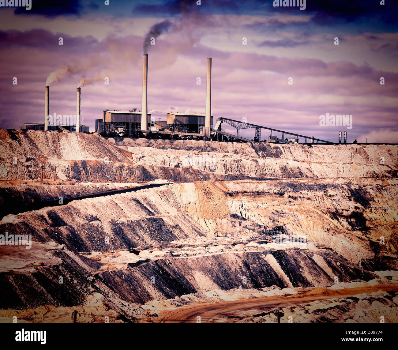 A coal fired power plant, and an open cast coal mine in Western ...