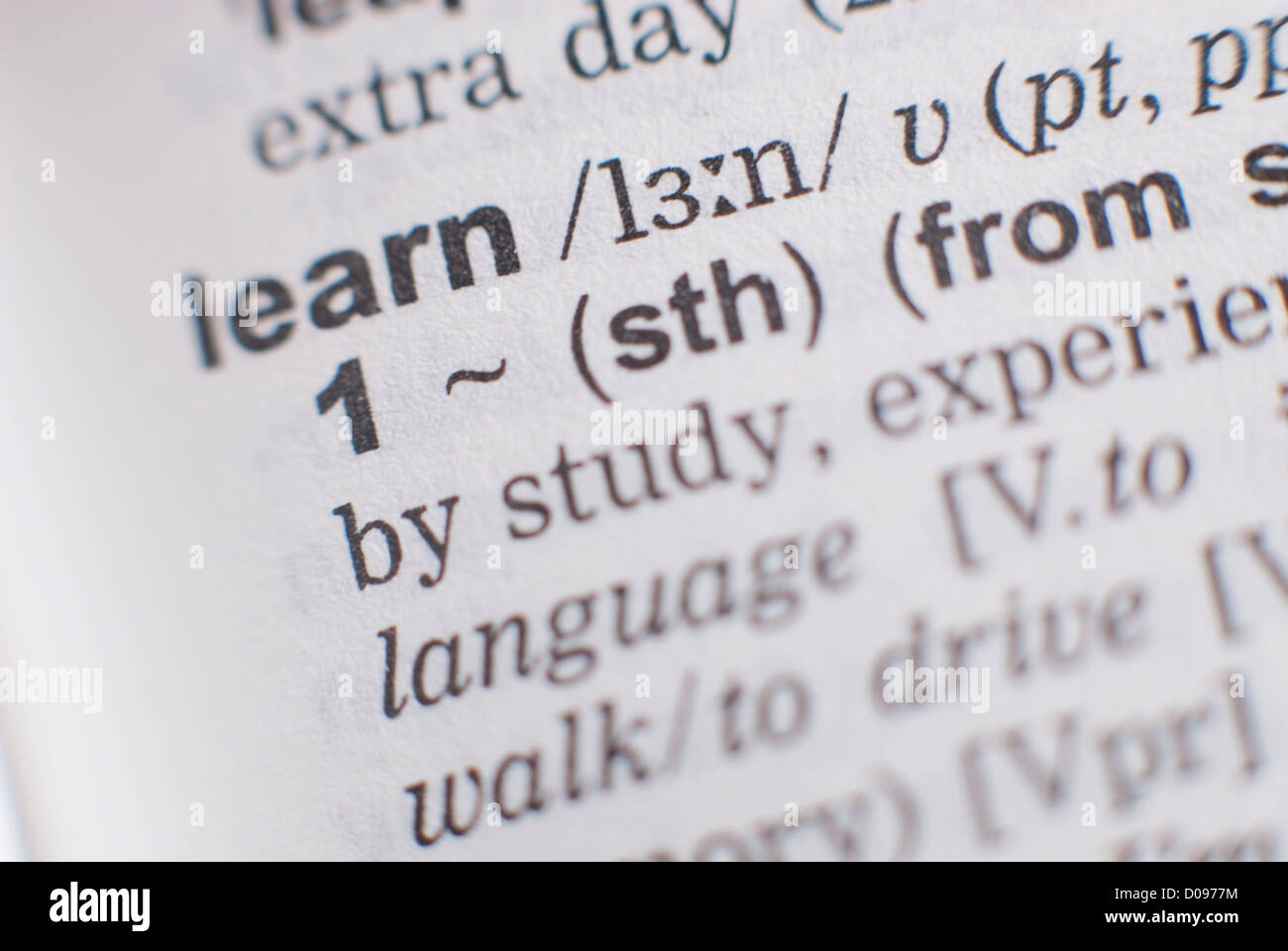 close up photograph of the words, learn, skill for life, skill, colour ...