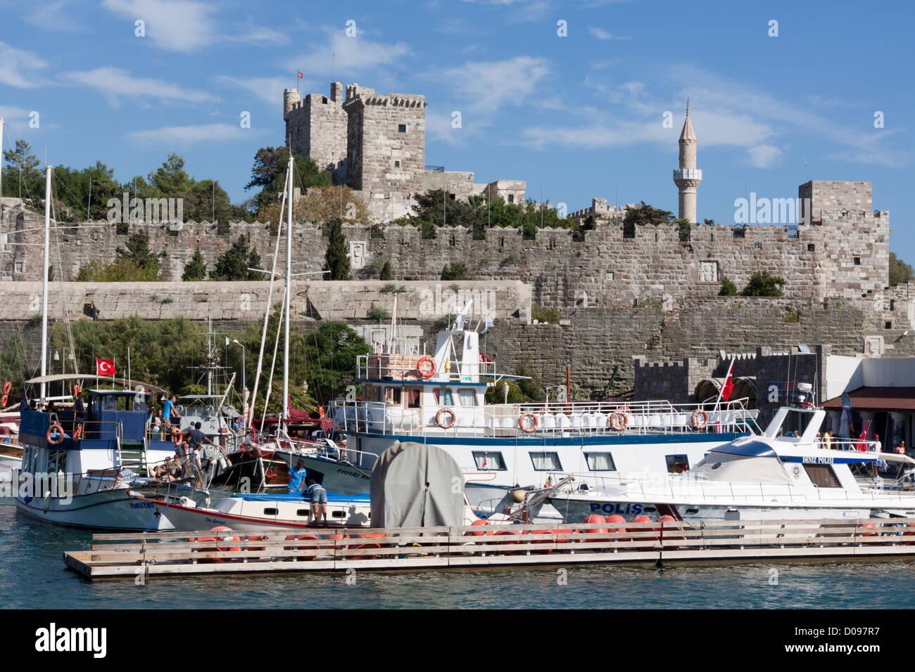 Bodrum Castle with cruise boats in foreground Stock Photo - Alamy
