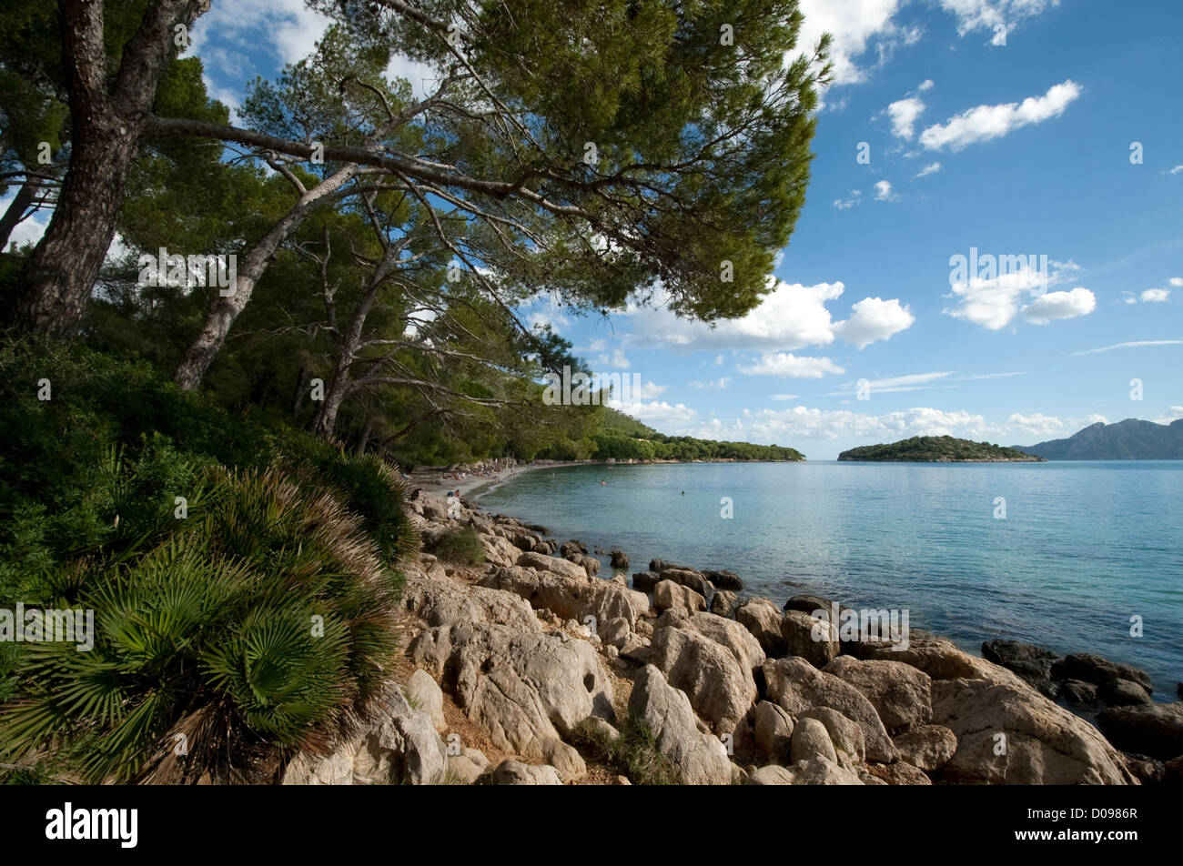 Cala Pi de sa Posada main beach Formentor Mallorca Spain Stock Photo ...