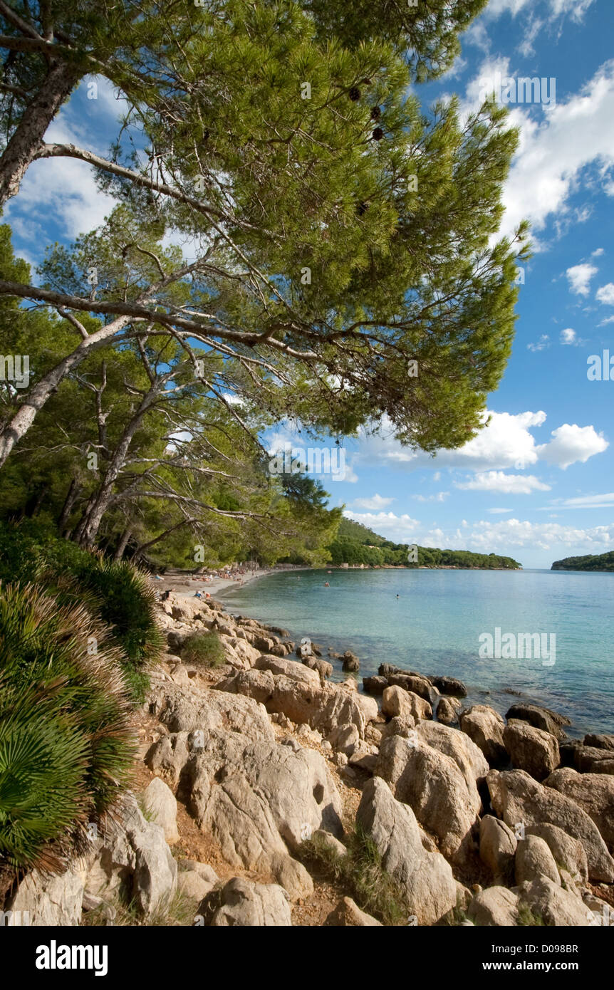 Cala Pi de sa Posada main beach Formentor Mallorca Spain Stock Photo ...