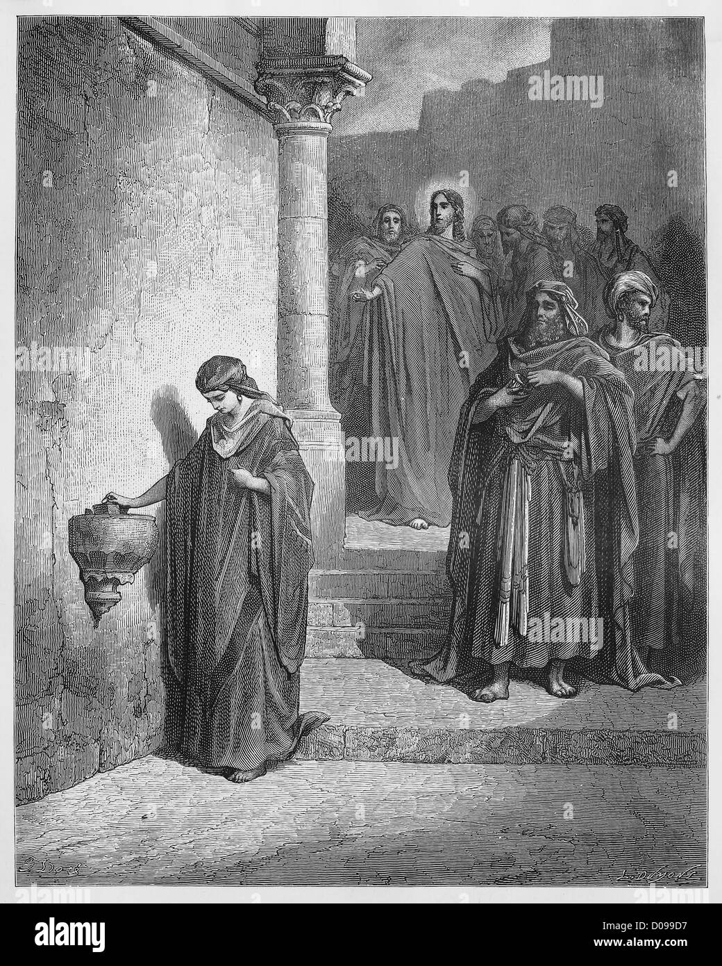 Jesus Last Days in the Temple; The Widow's Mite Stock Photo - Alamy