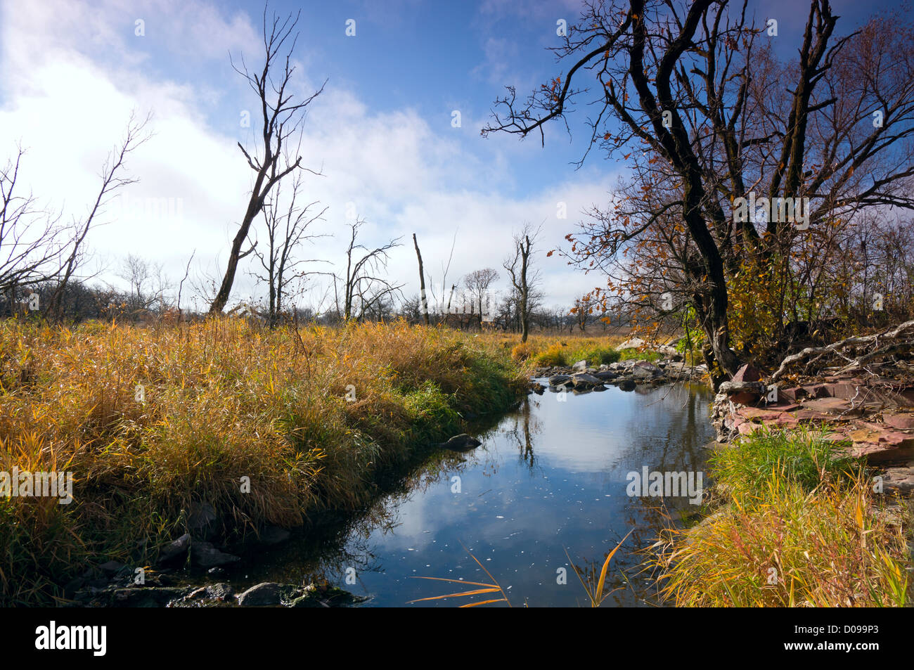 pipestone national monument landscape with prairie and creek in ...