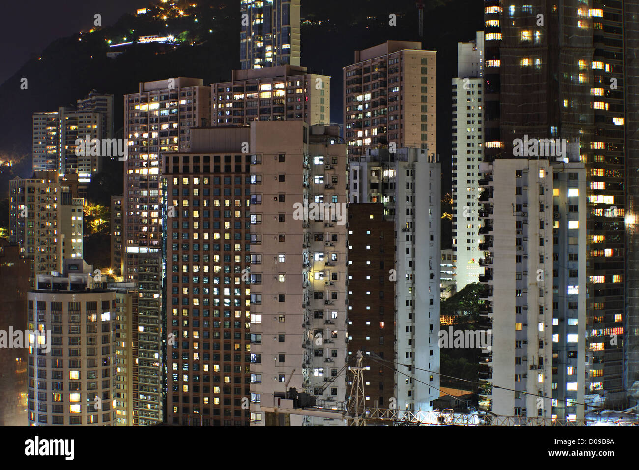 apartment building at night Stock Photo - Alamy