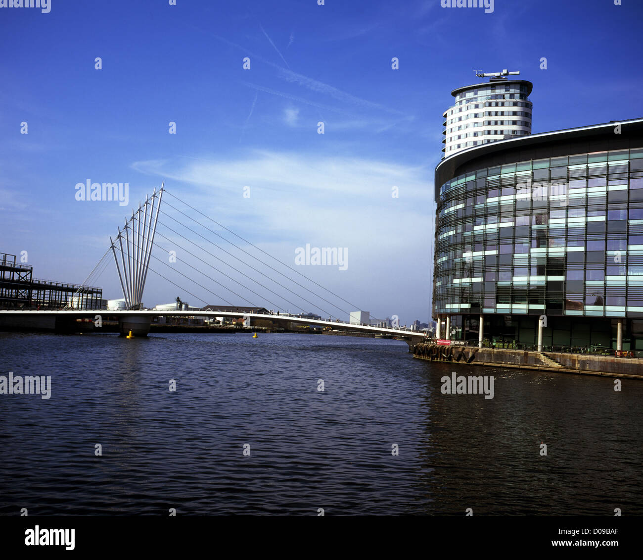 Suspension Bridge across The Manchester Ship Canal opposite Media City ...