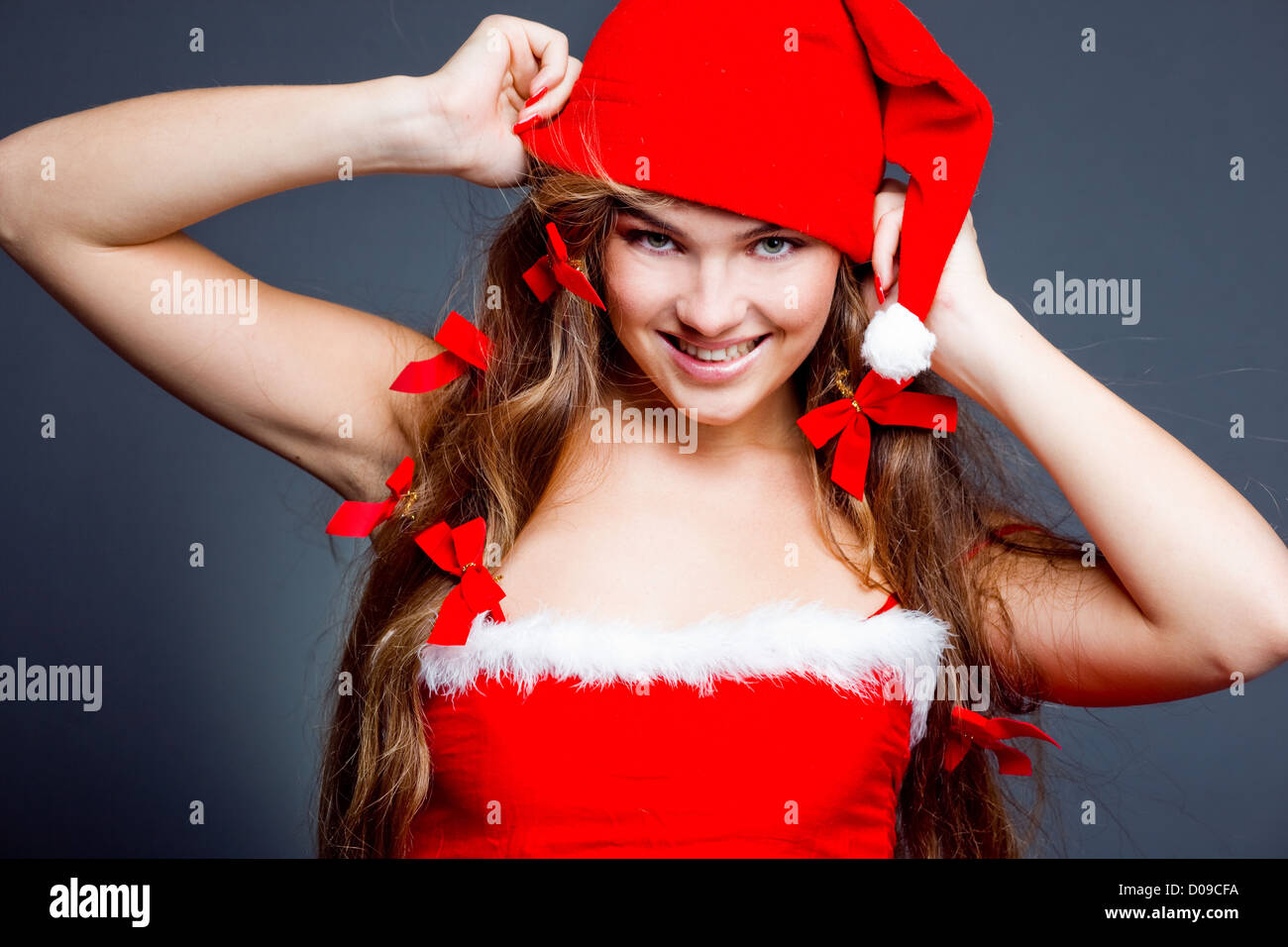 Santa helper girl Stock Photo - Alamy