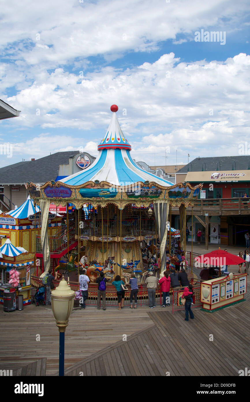 Tourists and San Francisco Carousel, Pier 39 Stock Photo - Alamy