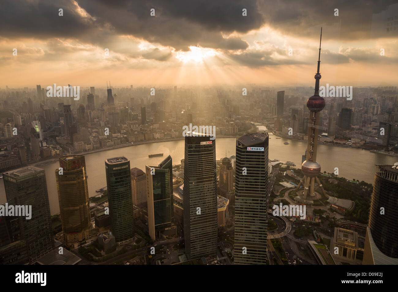 Aerial view of the Shanghai from Lujiazui Pudong area of Shanghai ...