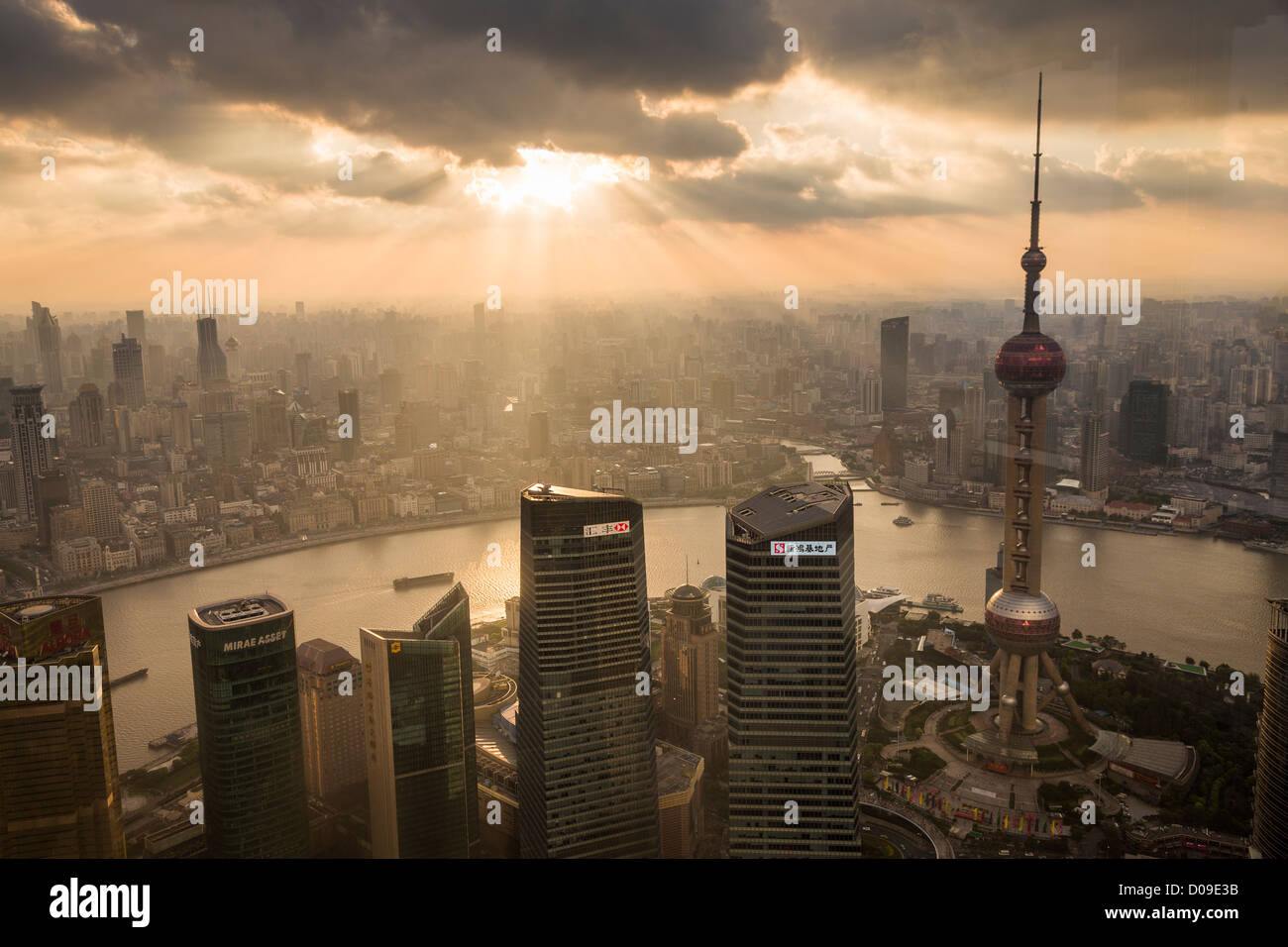 Aerial view of the Shanghai from Lujiazui Pudong area of Shanghai ...