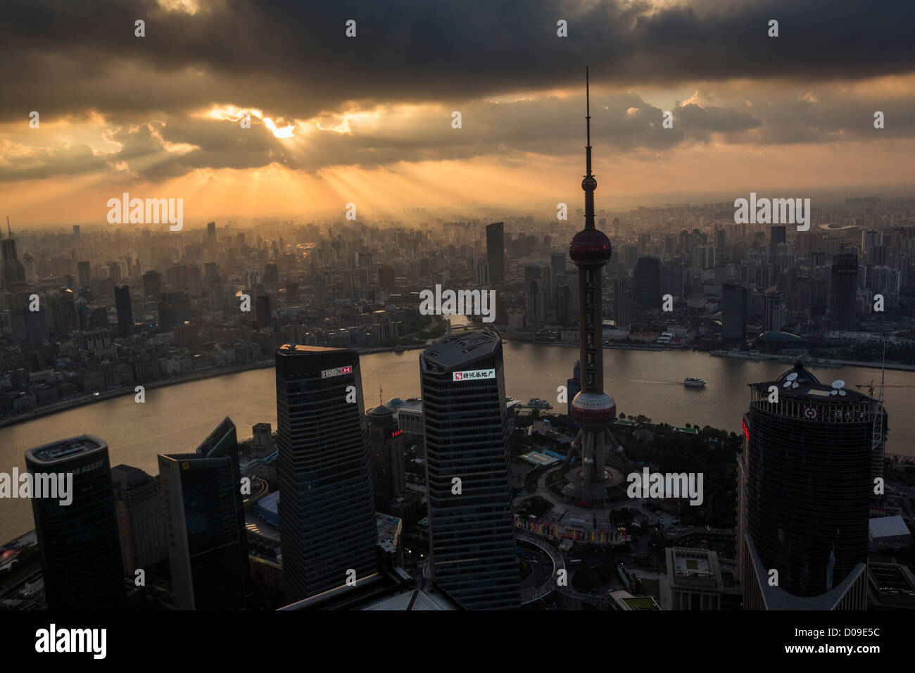 Aerial view of the Shanghai from Lujiazui Pudong area of Shanghai ...