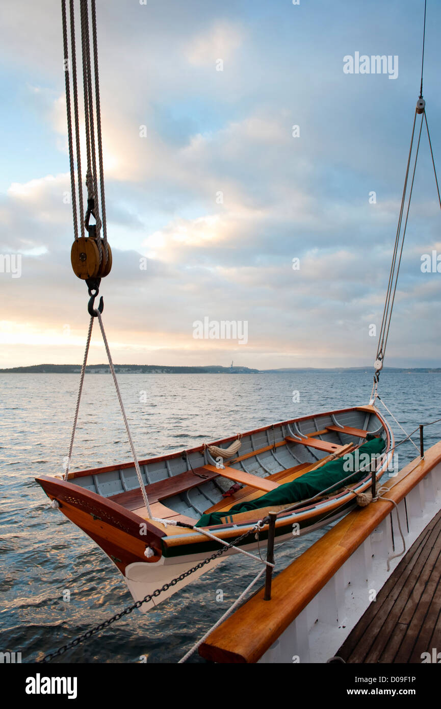 A small handmade sailboat aboard the tall ship "Zodiac" used for ...