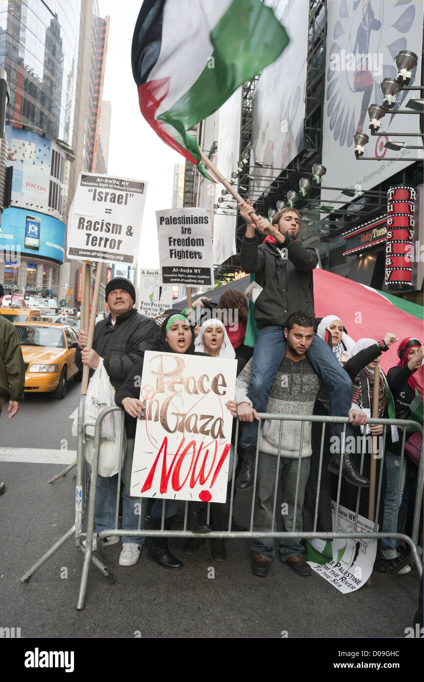 Pro-Palestinian demonstrators stage a protest in Times Square against ...