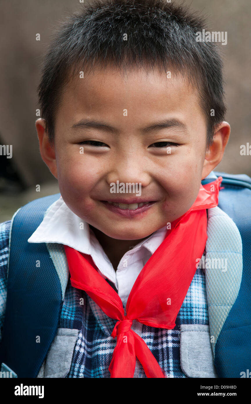 Boy on school outing in Wenhua Park, Chengdu, Sichuan Province, China ...