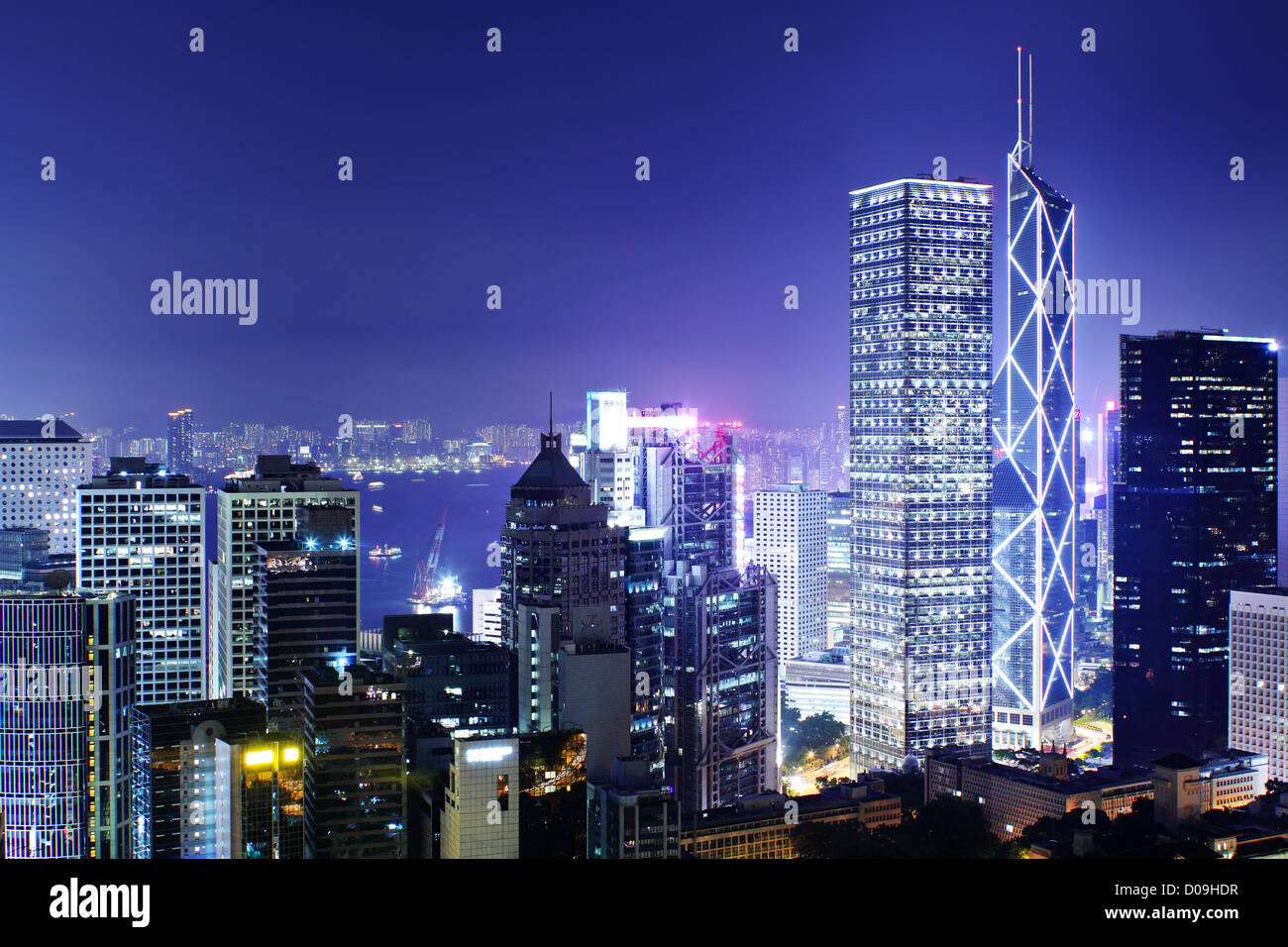 office building at night in hong kong Stock Photo - Alamy