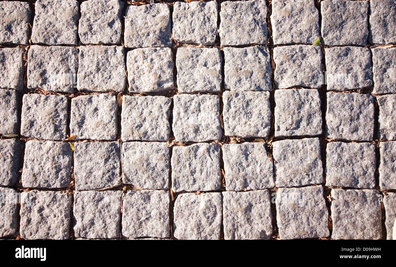 Detailed tiled cobbled pavement road surface texture close-up Stock ...