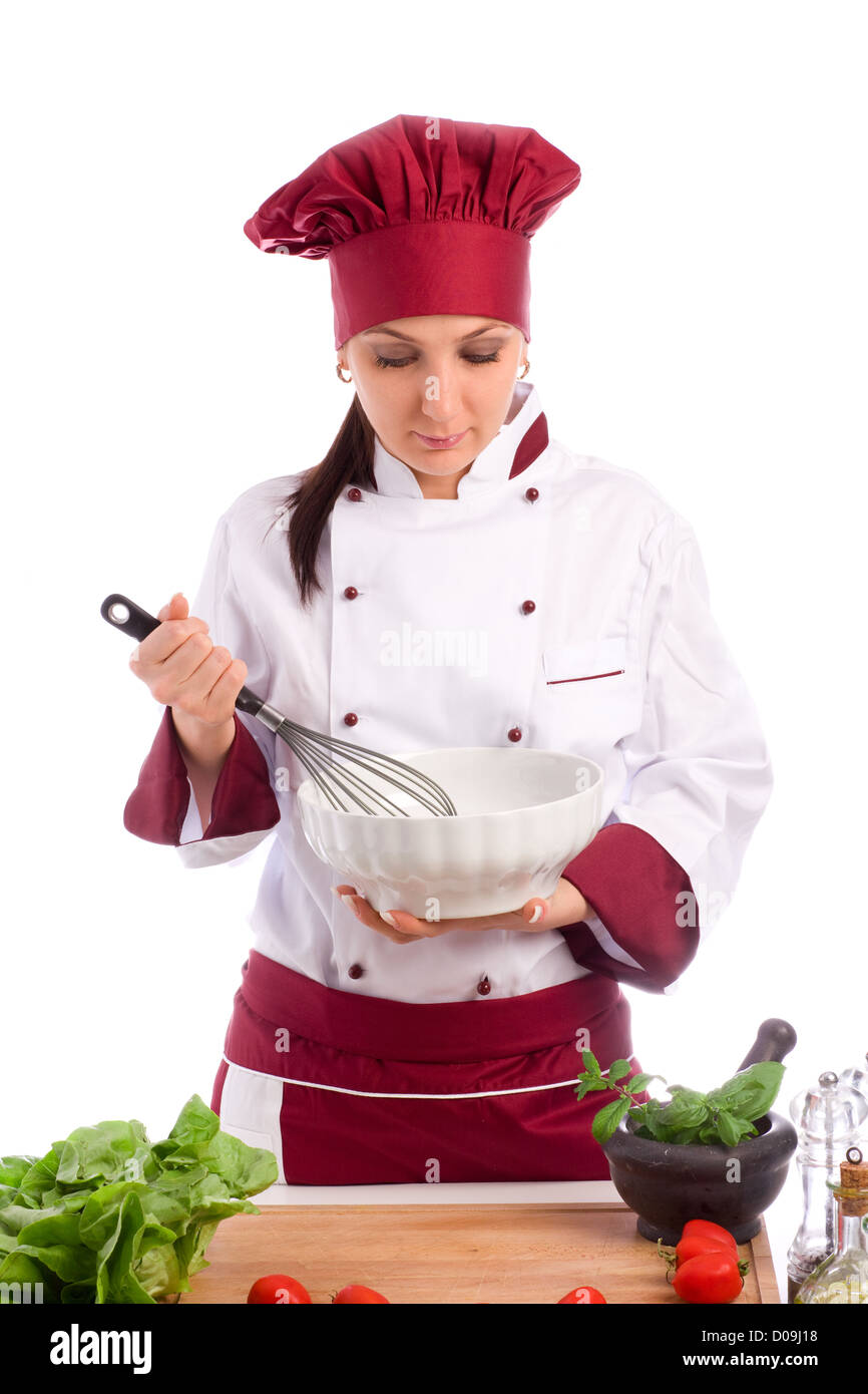 photo of succesfull female restaurant chef on white background Stock ...