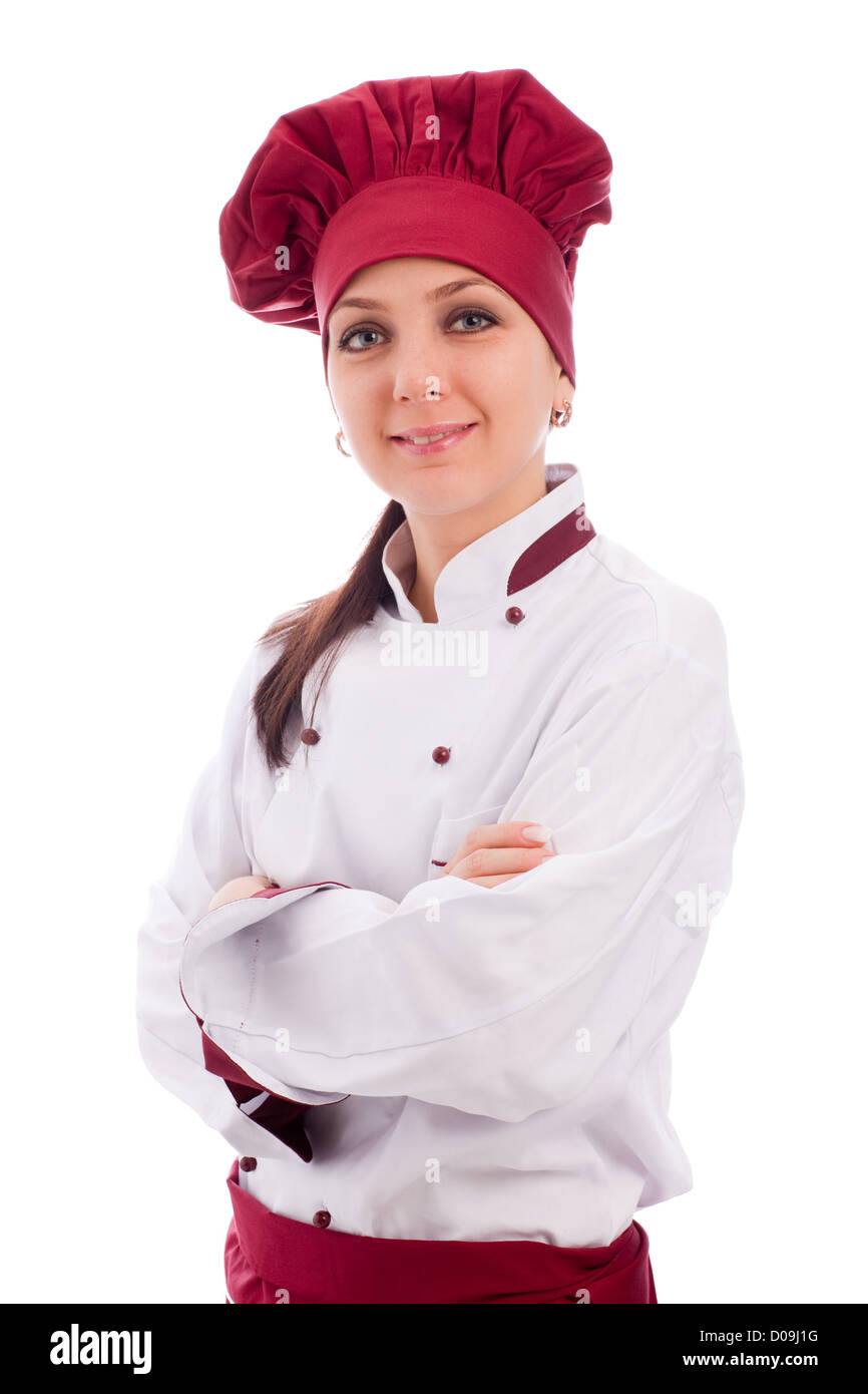 photo of succesfull female restaurant chef on white background Stock ...