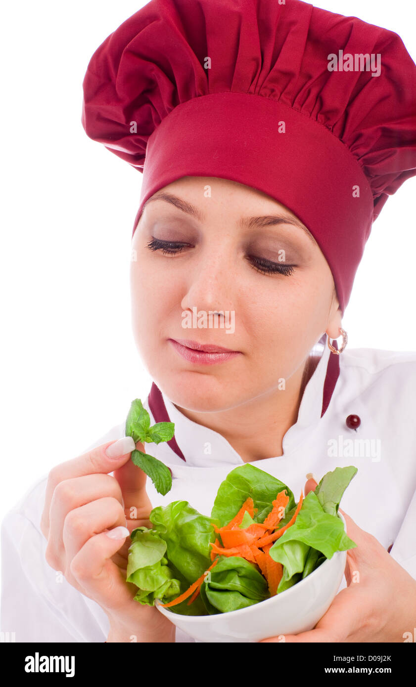 photo of succesfull female restaurant chef on white background Stock ...