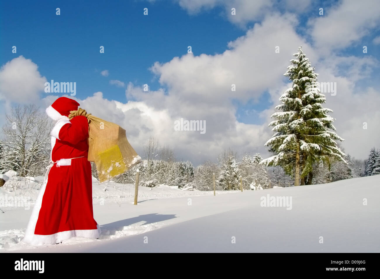 Santa Claus, Father Christmas in a beautiful winter landscape Stock ...