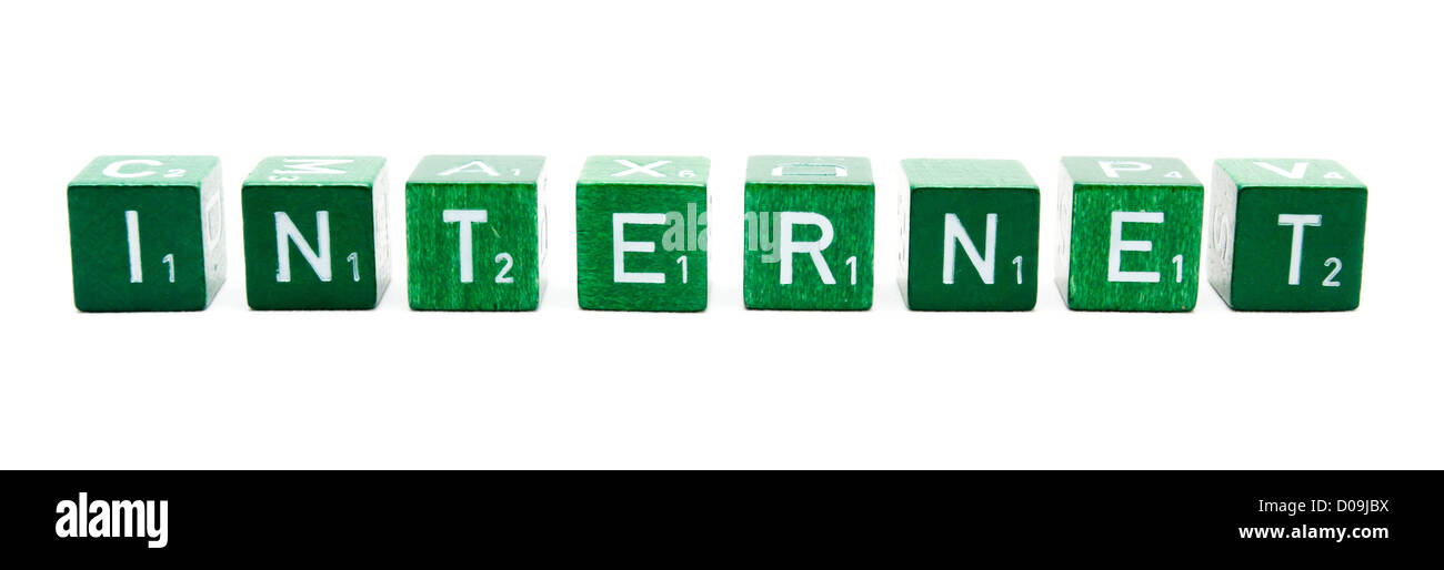 Dices forming the word internet on white background Stock Photo - Alamy