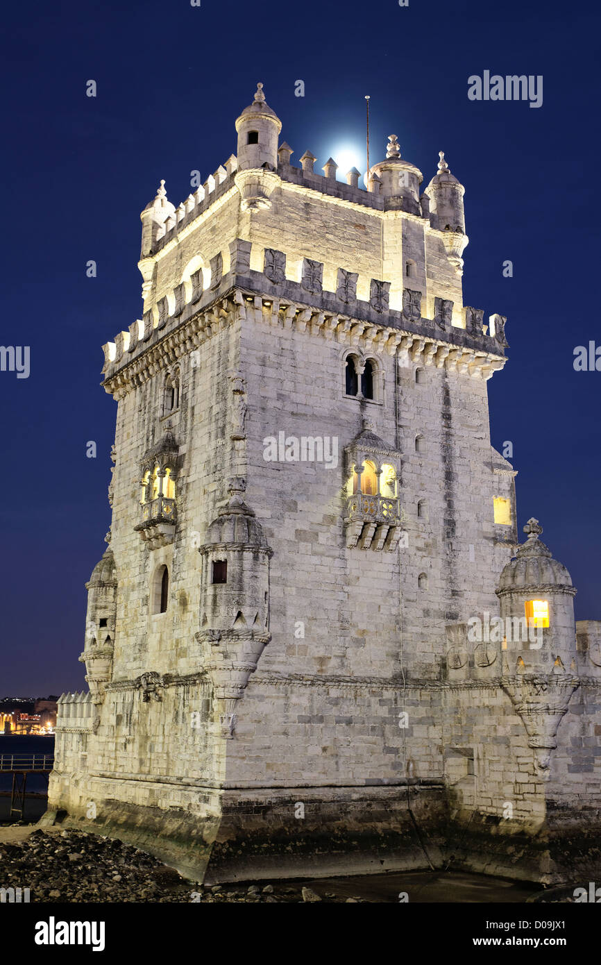 The Tower of Belem by night Lisbon, Portugal Stock Photo - Alamy