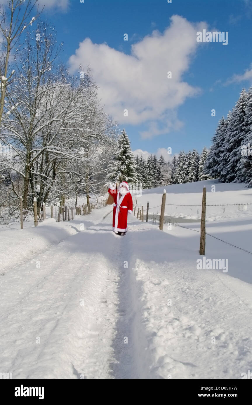 Santa Claus, Father Christmas in a beautiful winter landscape Stock ...