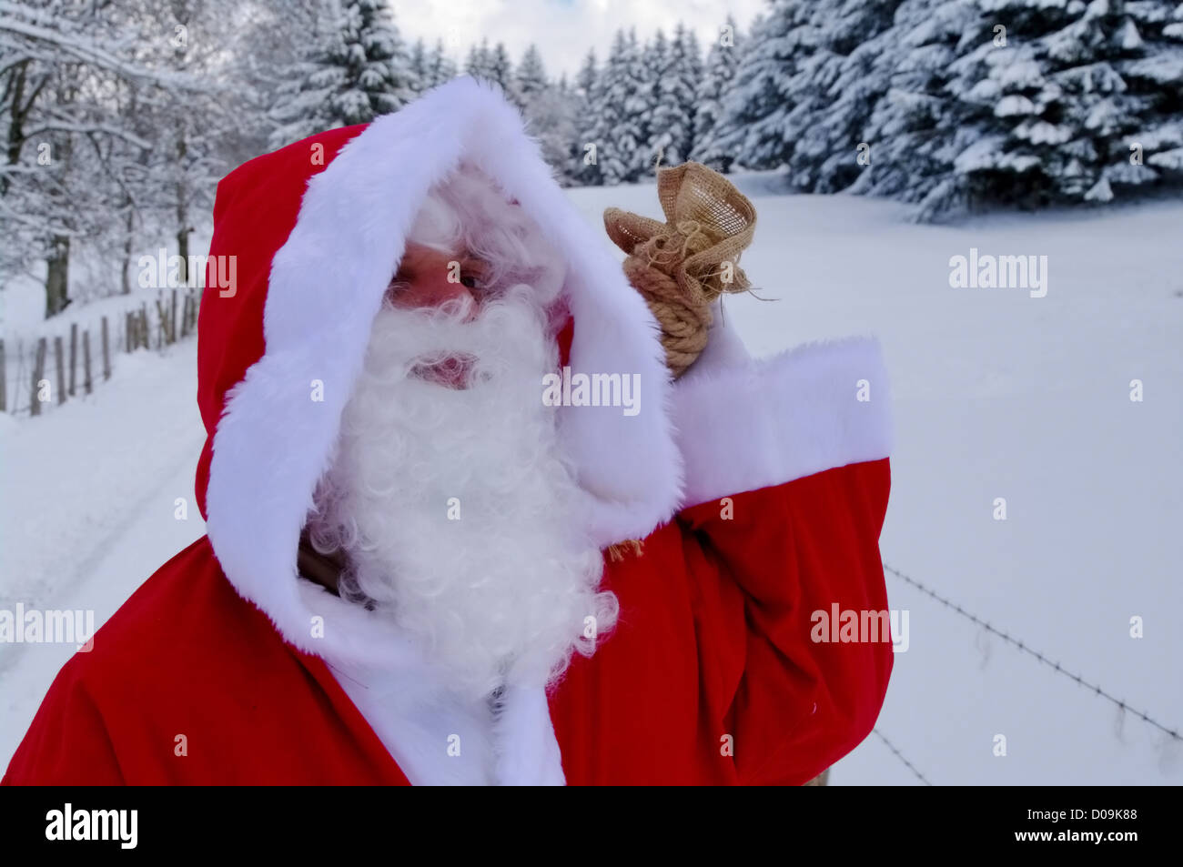 Santa Claus, Father Christmas in a beautiful winter landscape Stock ...