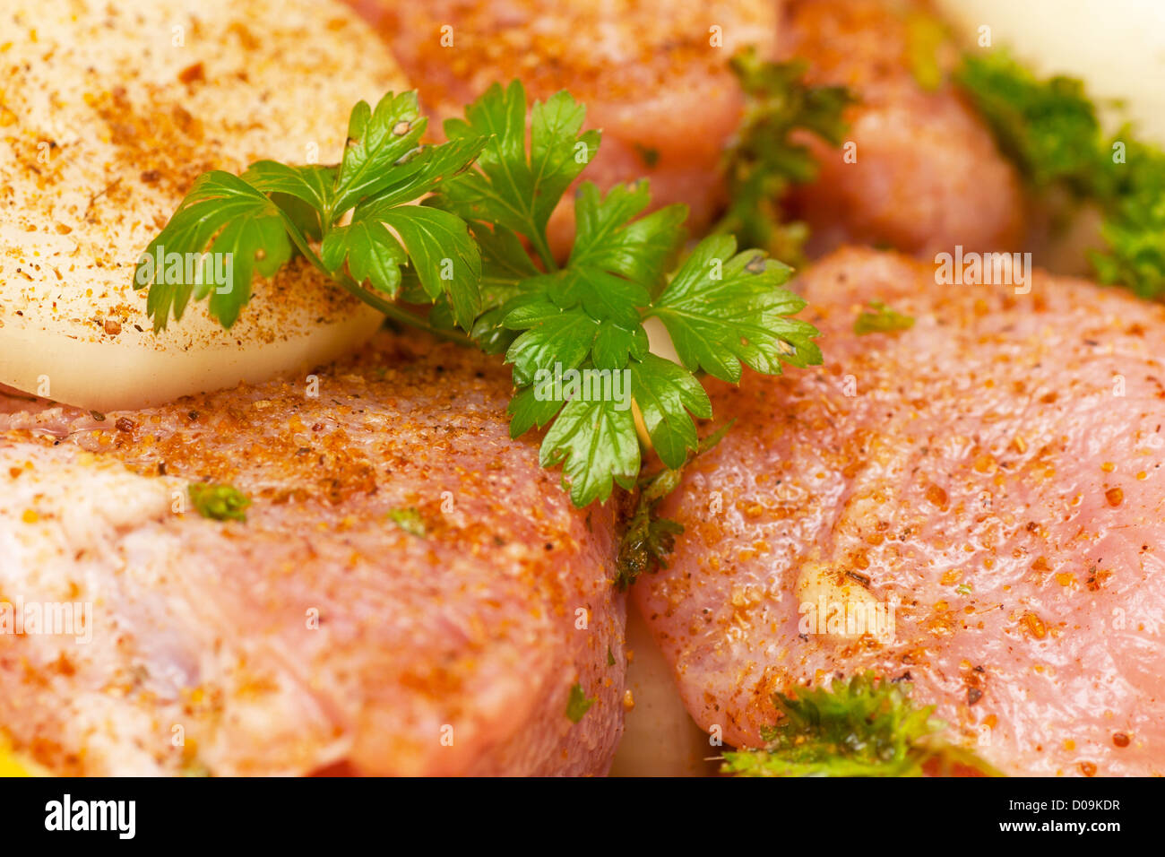 Two raw marinated beef steaks hi-res stock photography and images - Alamy