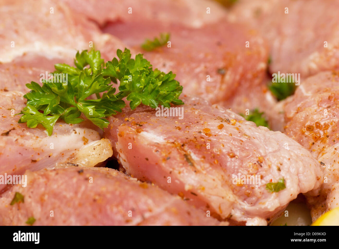 Two raw marinated beef steaks hi-res stock photography and images - Alamy