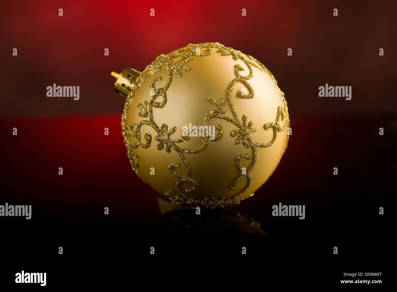 photo of shiny round christmas balls in front of rural background Stock ...
