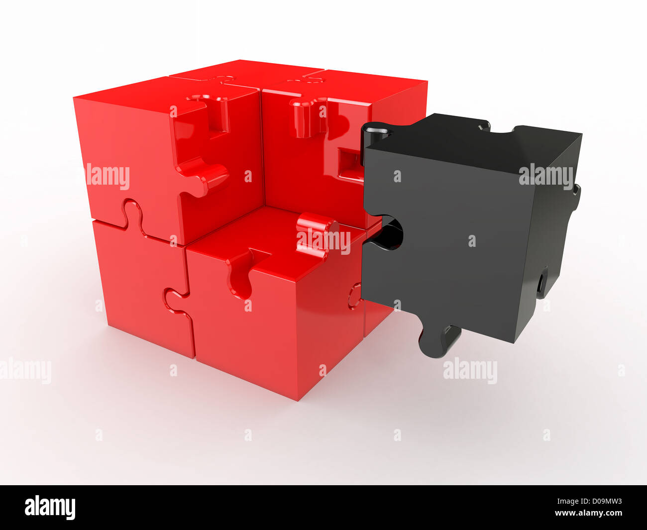 Abstract cube from puzzle on white background. 3d Stock Photo - Alamy
